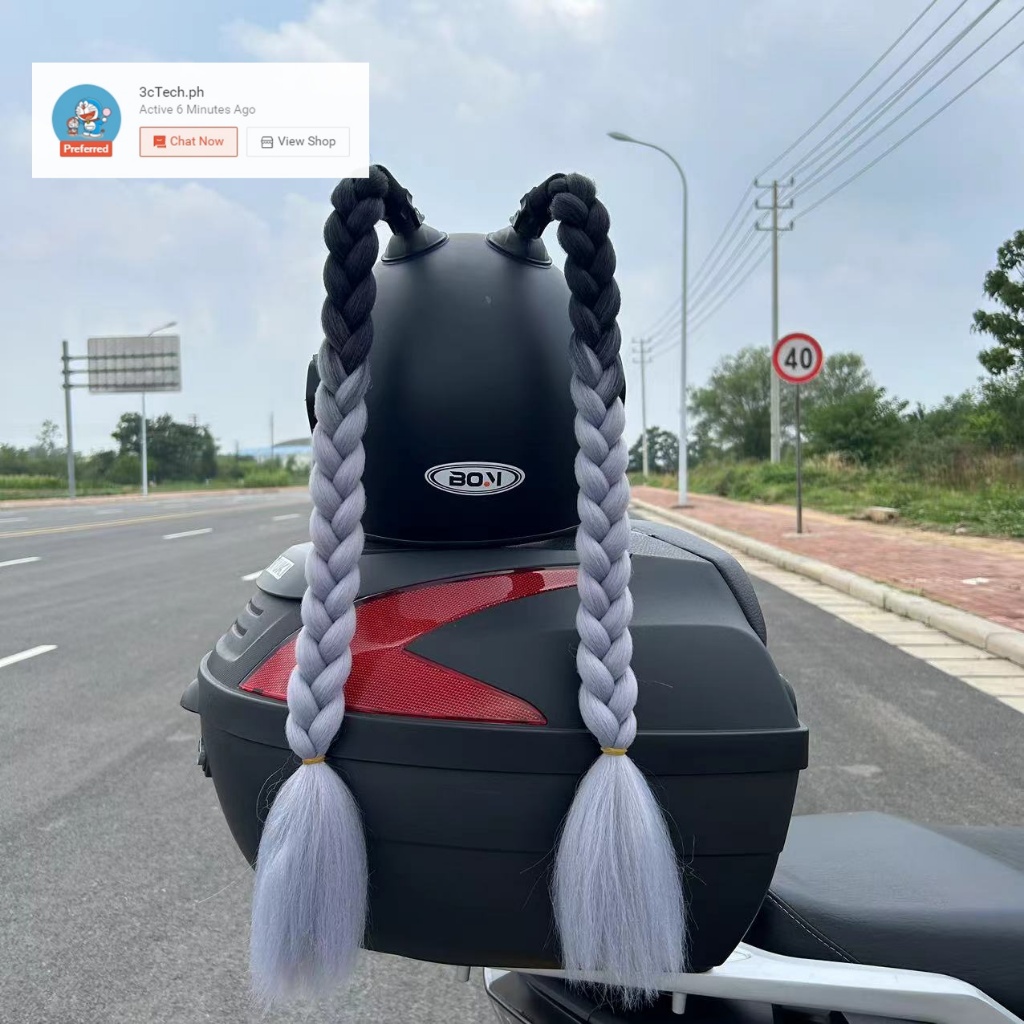 Helmet wig ponytail motorcycle party decoration for men and women DIY ...