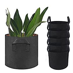 5PCS/Set 5 Gal Grow Bag Thickened Non-woven Planting Bag Root Control ...