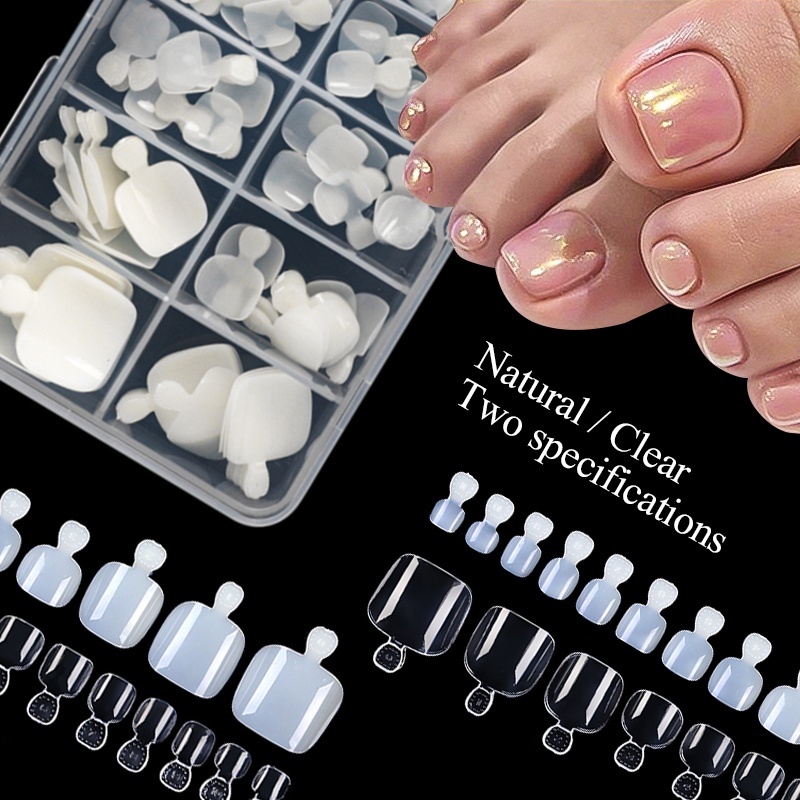 120Pcs/240Pcs False Toe Nails Full Cover Natural White Clear Press On ...