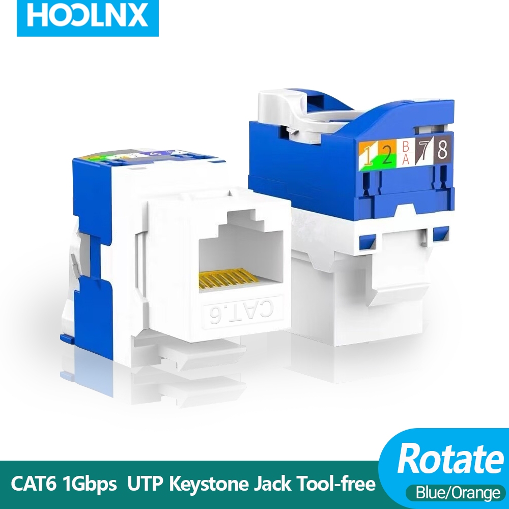 HOOLNX CAT6 Rotating Keystone Jack, No Punch Down Tool Required Network Module, 1/5/10 PACK ...