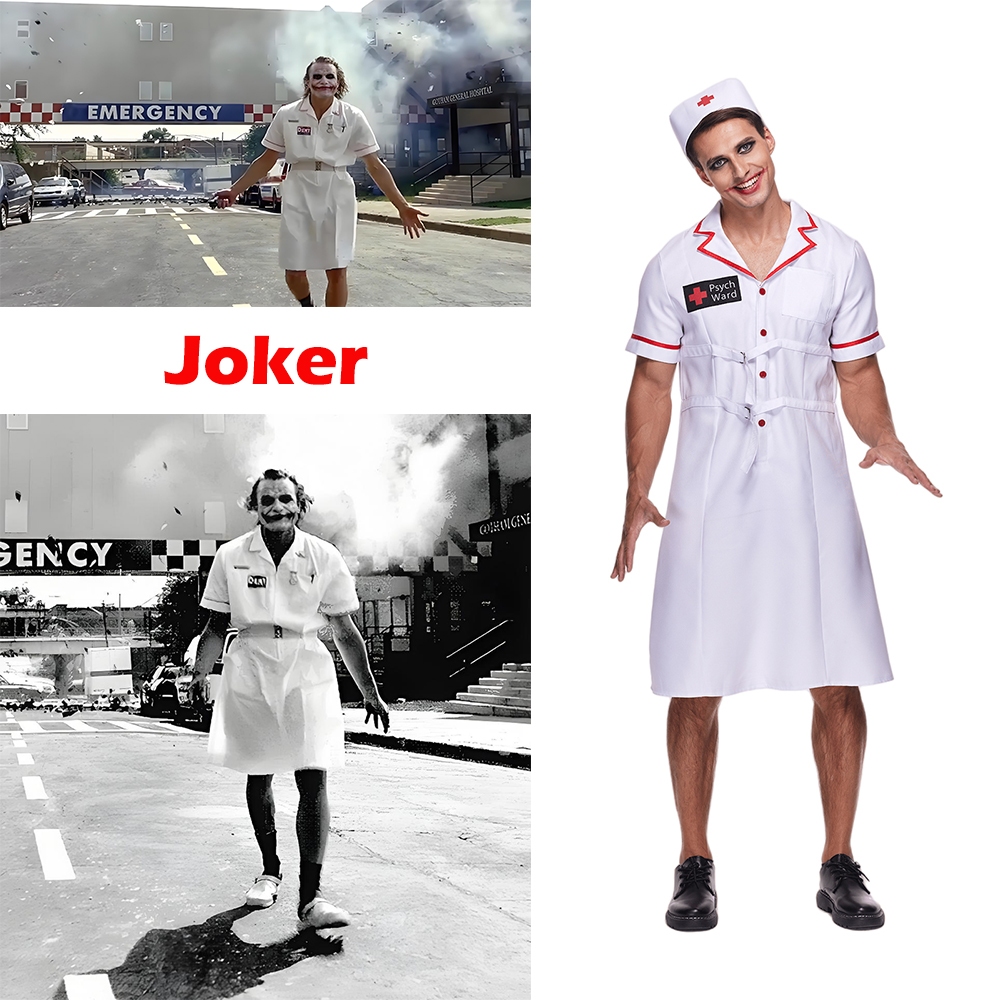 COD Men Scary Nurse Halloween Costume Adult Movie Batman The Dark ...