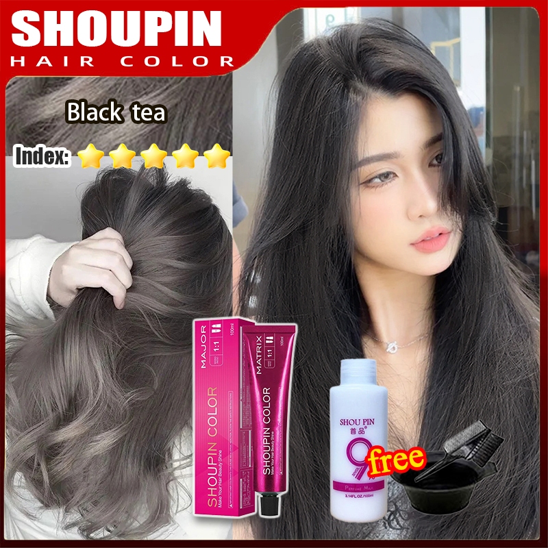 SHOUPIN Hair Color Black Tea Color With Oxidizer And Hair Tools Without ...