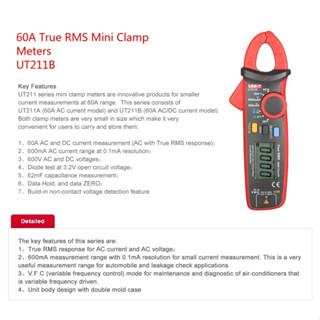 UNI-T UT211B Digital Clamp Multimeter AC DC 60A Current NCV Test Best ...