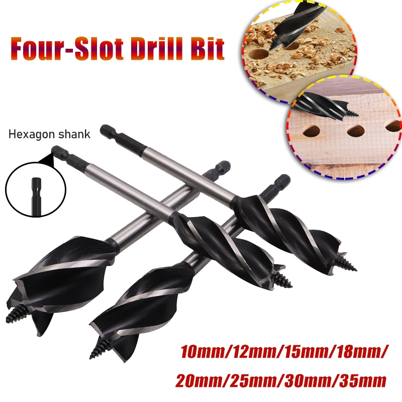 1pc 4-Slot Woodworking Drill Bit Quadruple-blade Carpentry Bore Hexagon ...