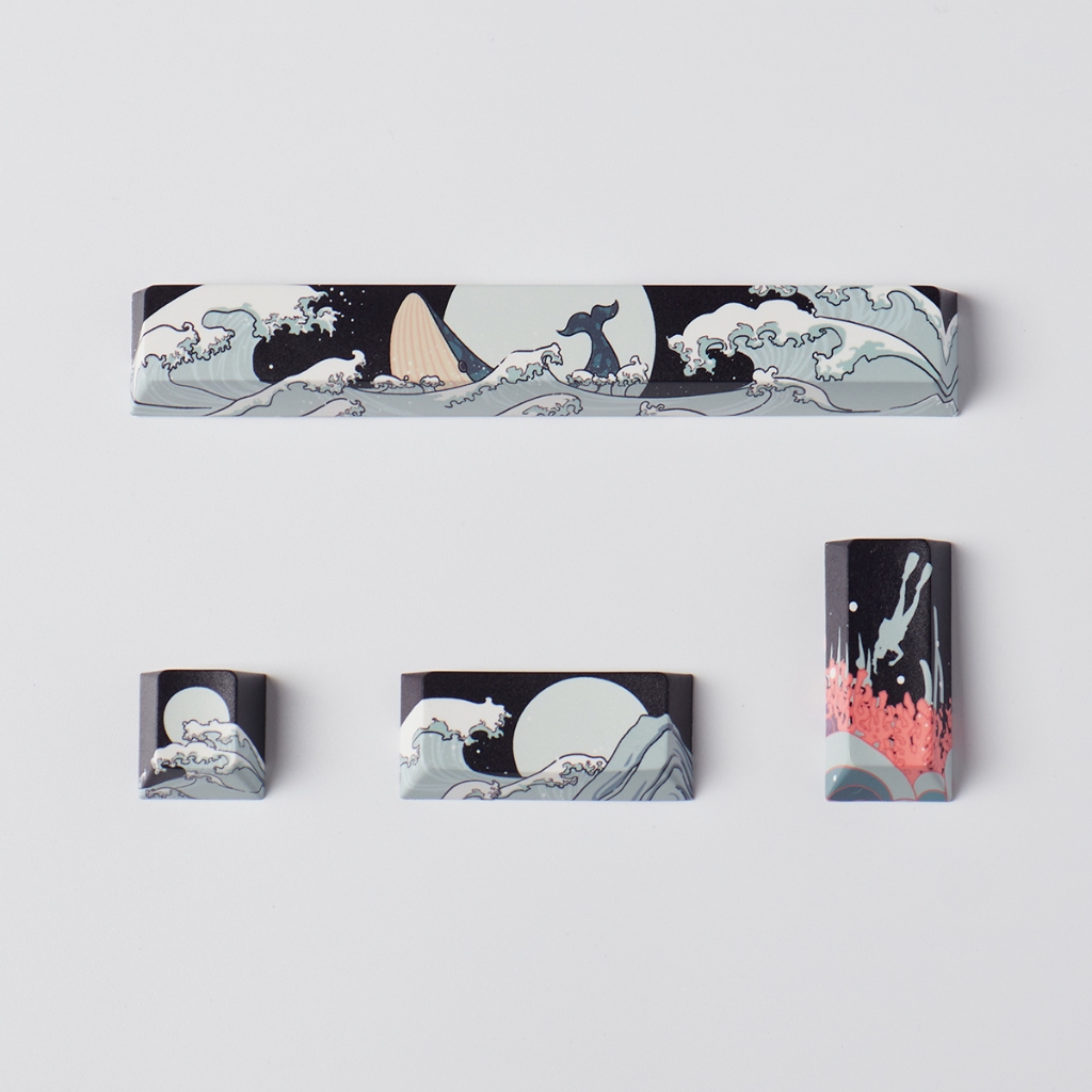 4 Keys Coral Sea Mechanical Keyboard Keycaps PBT Dye-sublimation Cherry ...