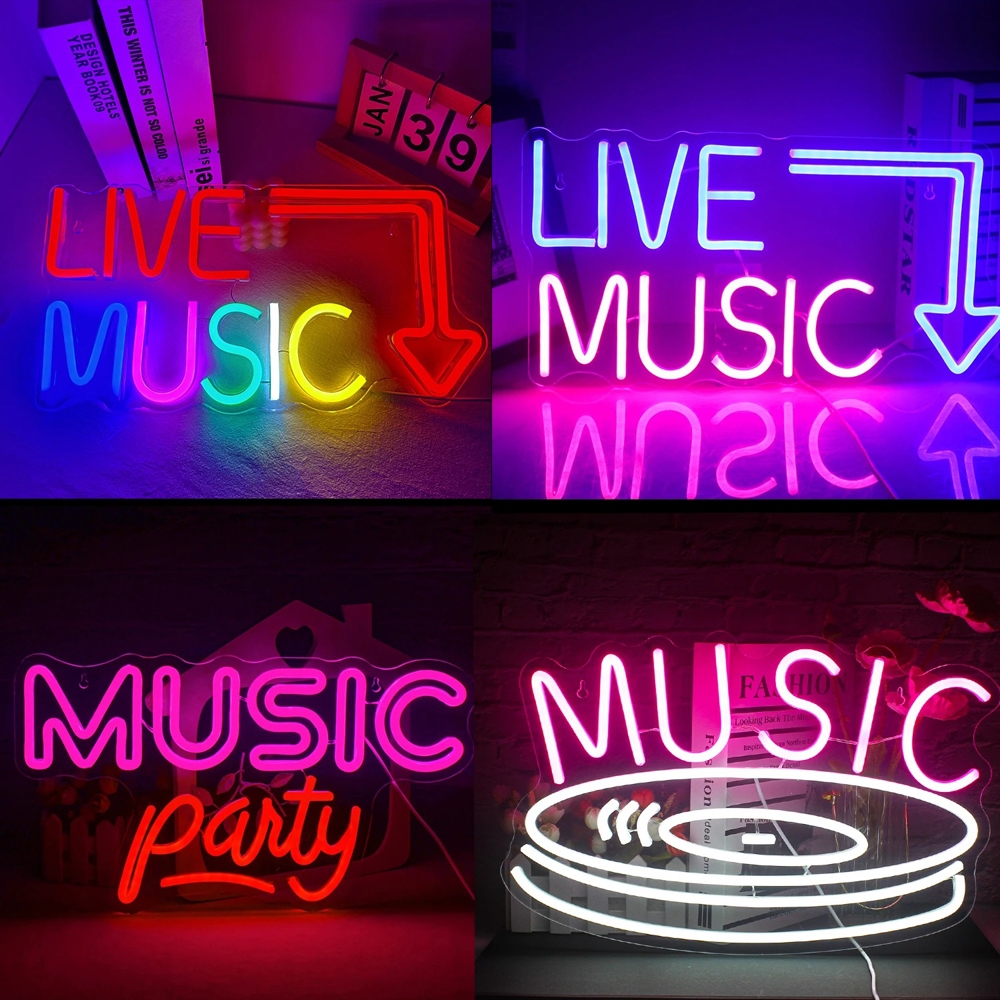 Live Music Neon Sign, Music LED Neon Lights for Wall Decor,for Bar ...