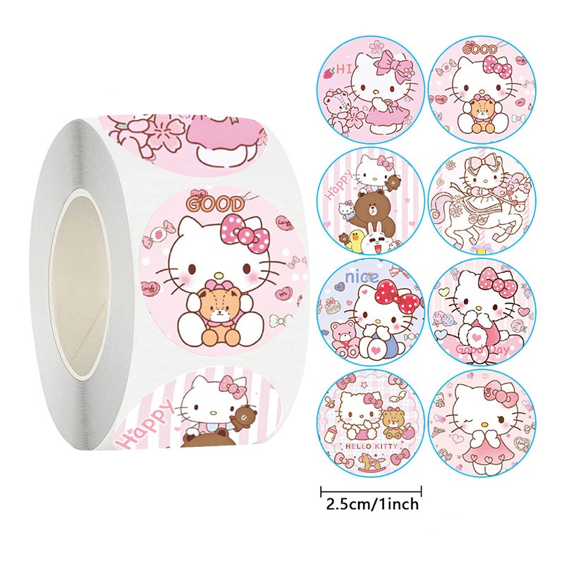 Kitty Sticker Roll Round Sticker for Kids Motivational Stickers Sealing ...