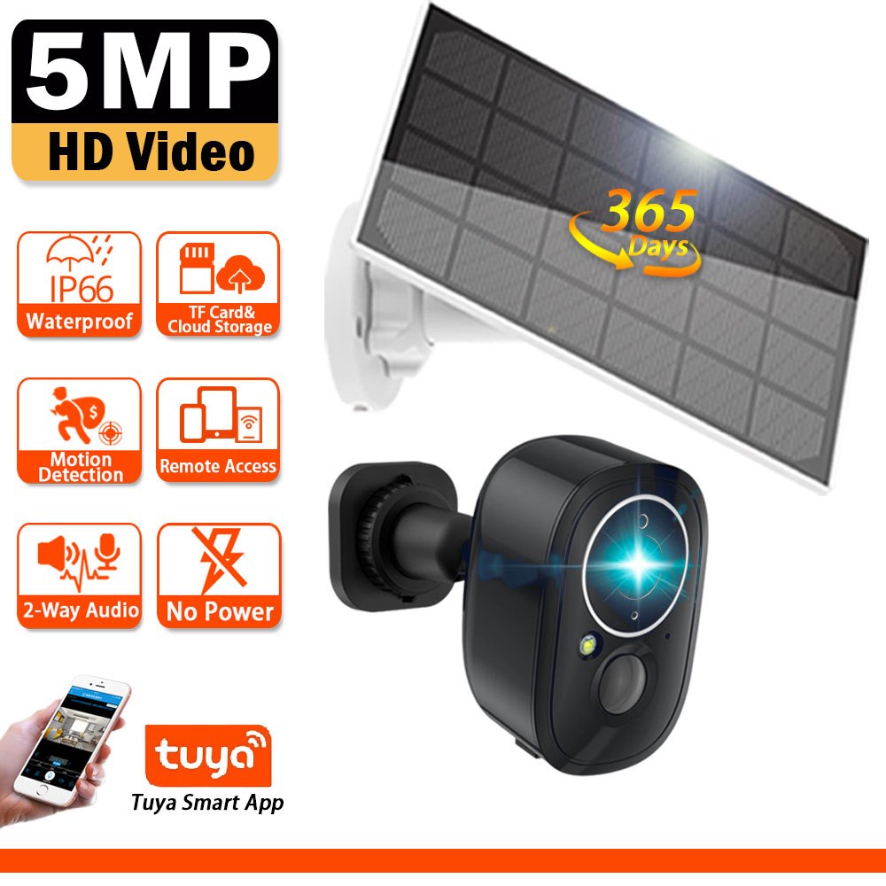 Tuya 5MP Solar Battery Wireless CCTV WiFi Camera Outdoor Wireless ...