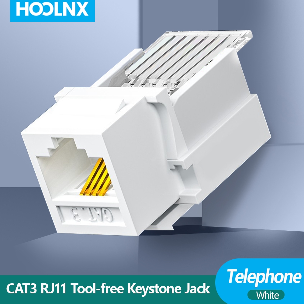 HOOLNX CAT3 RJ11 Keystone Jack, Tool-free Telephone Module RJ11 CAT3 ...