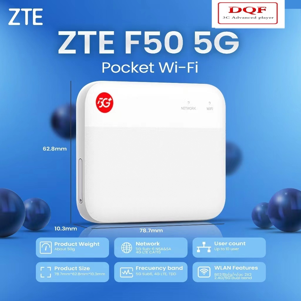 ZTE F50 5G Pocket WiFi Support SA+NSA and Sub-6GHz Frequency | Shopee ...