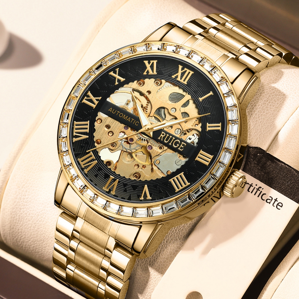 RUIGE Luxury Men's Fully Automatic Mechanical Watch Hollow out Trendy ...