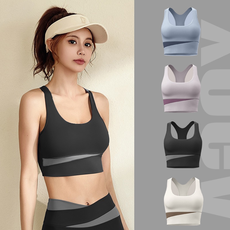 FUYOGI Seamless Sports Bra Women Widened Straps Sexy Solid Color ...