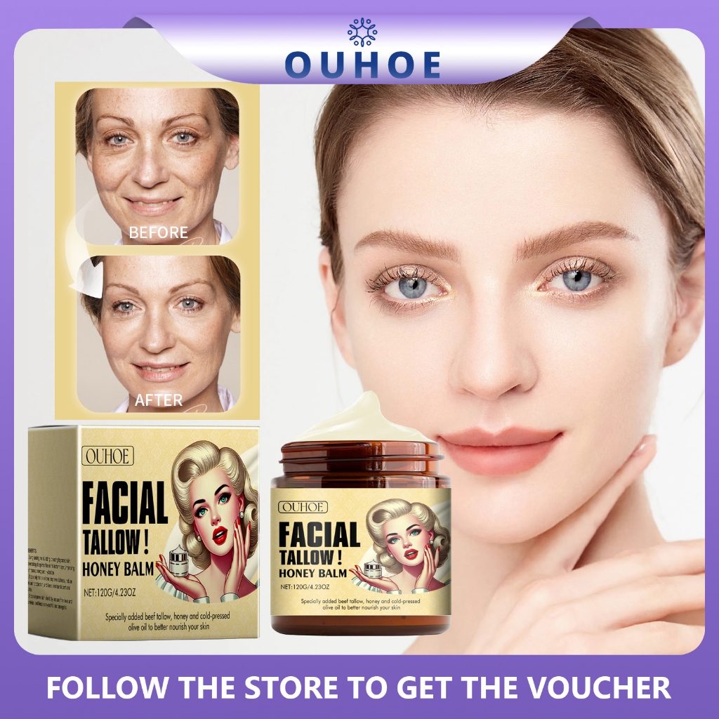 【Ready Stock】OUHOE Facial Tallow Honey Balm 120g Beef Tallow Balm Face ...