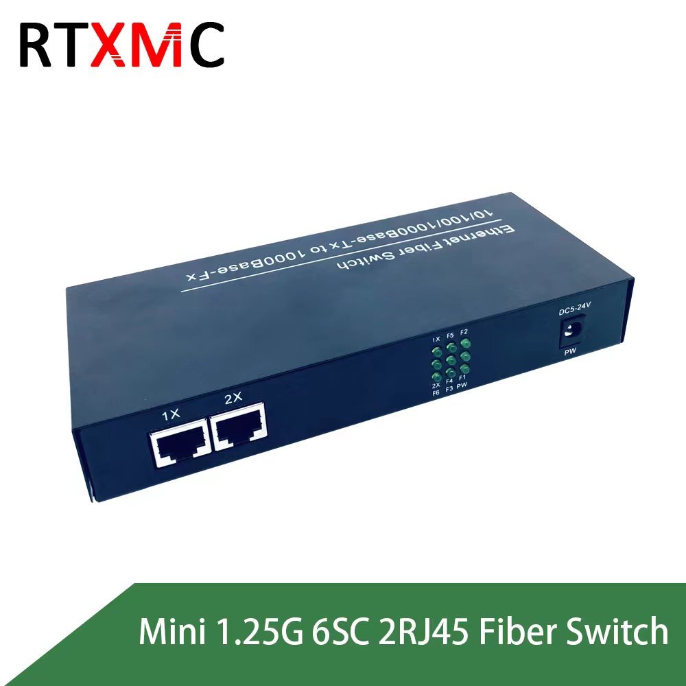 Fiber Switch 6 Port 2 RJ45 Port 10/100/1000mbps Ethernet Gigabit Switch ...