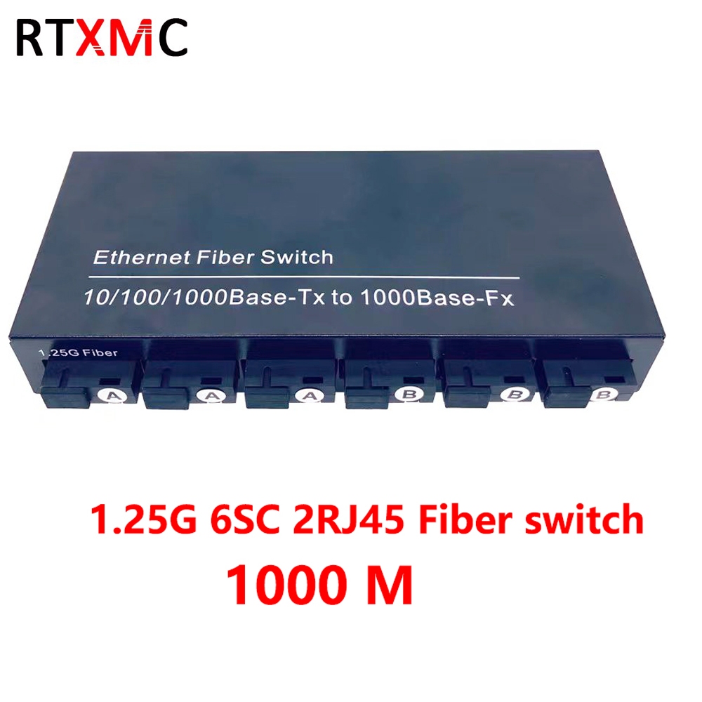 Fiber Switch 6 SC Port 2 RJ45 Port 10/100/1000mbps Ethernet Gigabit ...