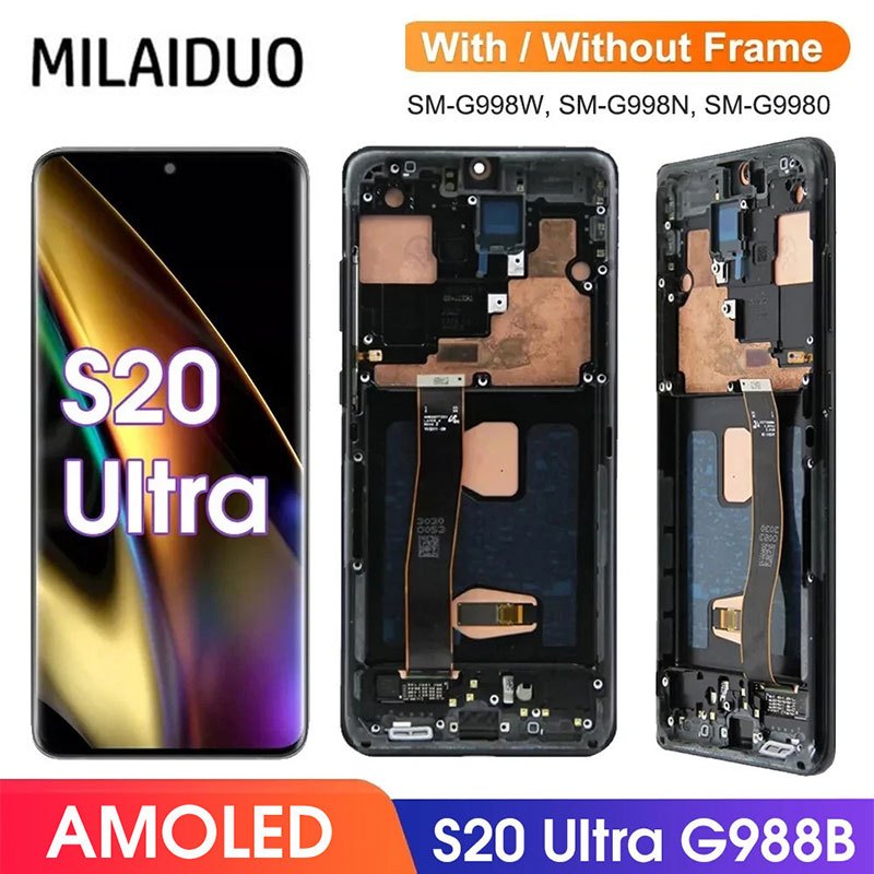 Original AMOLED S20 Ultra Screen Display 120hz with Frame For Samsung ...