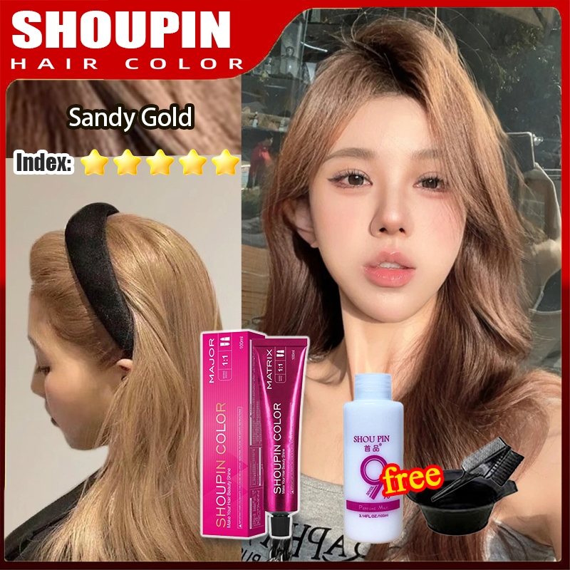 SHOUPIN Sandy Gold Hair Dye Cream - No Bleach Hair Coloring with ...