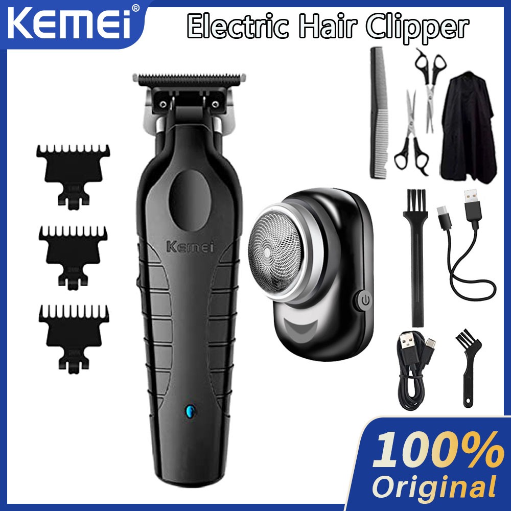 Kemei 0mm Hair Clipper Razor Set Rechargeable Cordless Electric Barber Rechargeable USB Hair ...
