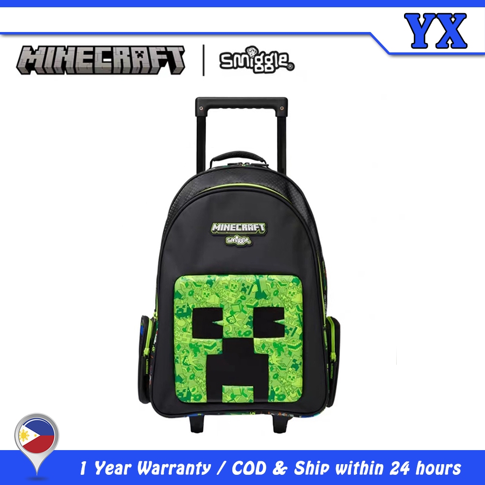 Smiggle Minecraft Trolley Backpack With Light Up Wheels | Shopee ...