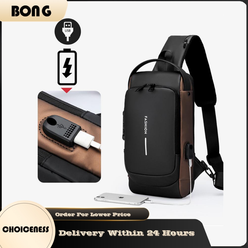 Men's Multifunctional Password Lock Motorbike Bag Anti-Theft Waterproof ...