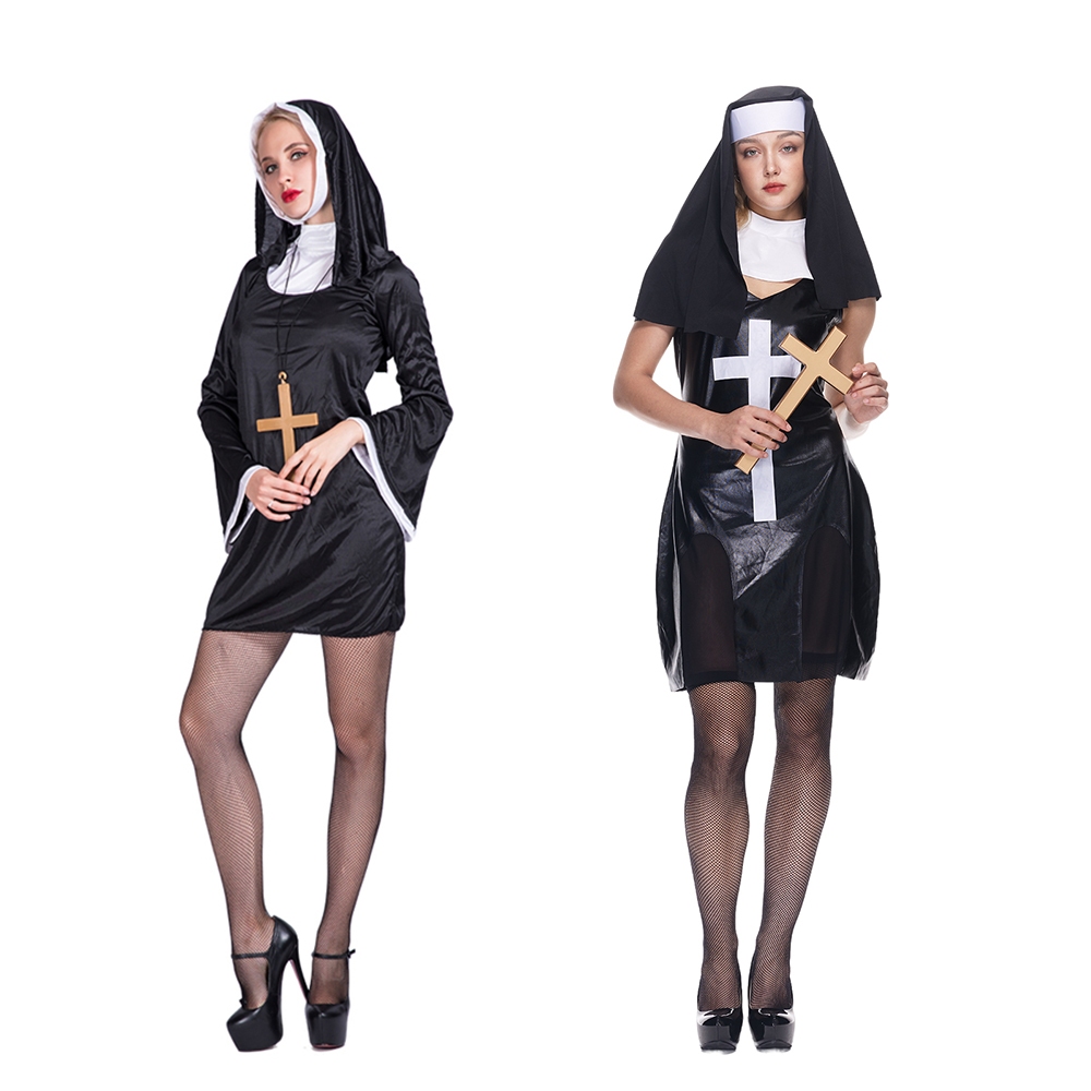 COD Women's Sexy Nun Costume Halloween Mary Priest Naughty Nun Cosplay ...
