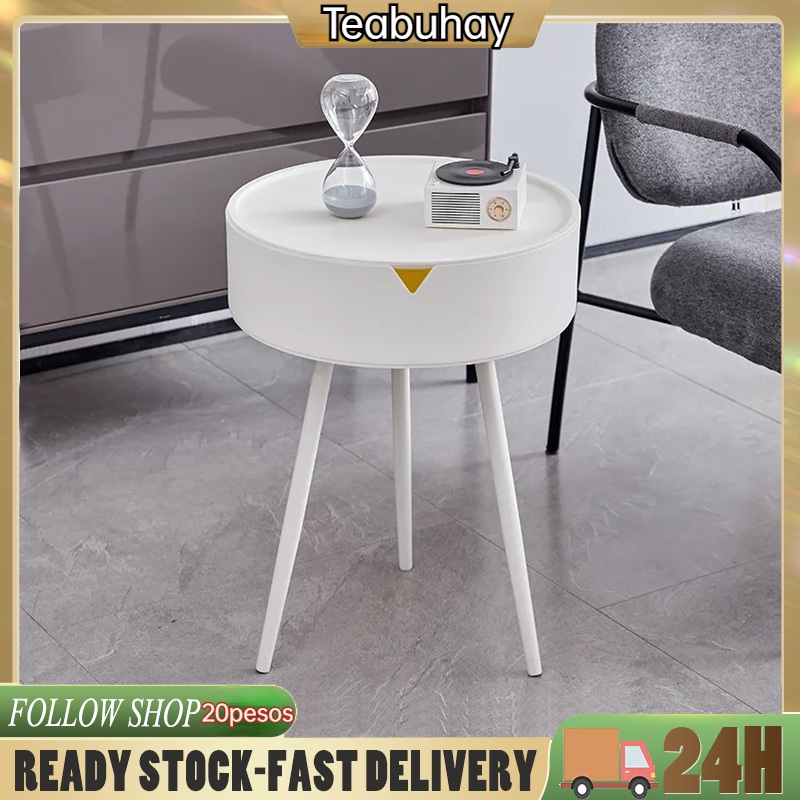 Nordic Storage Side Table Small Round Table Creative Coffee Table Living Room Bedroom Bedside ...