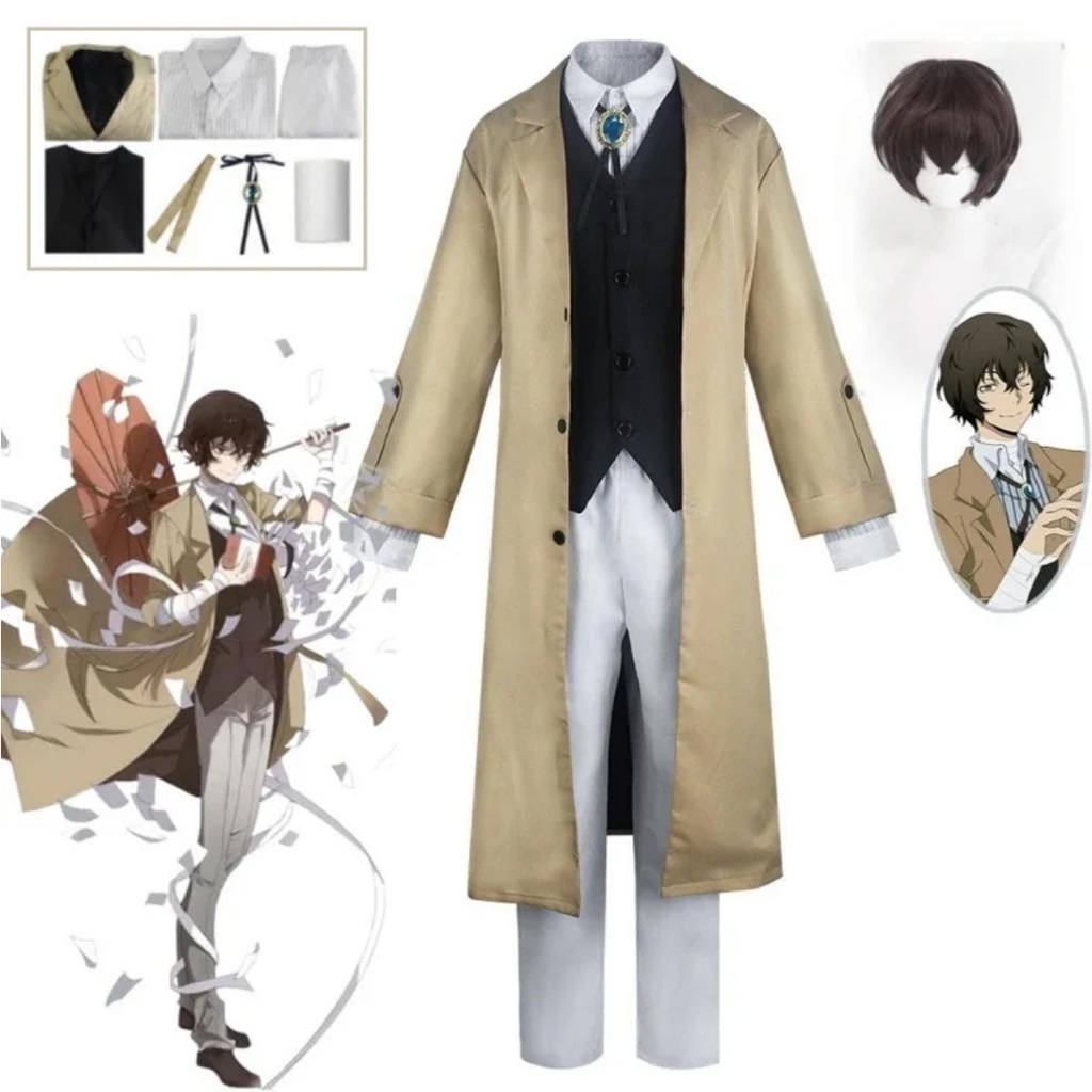 Anime Bungo Stray Dogs Dazai Osamu Cosplay Costume Jacket Long Coat ...