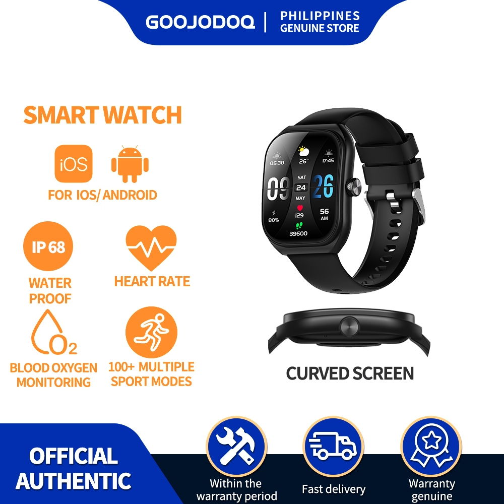 GOOJODOQ IP68 Waterproof Smart Watch Bluetooth Call Heart Attack ...