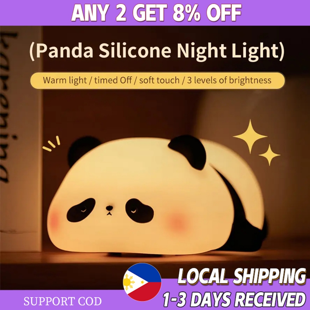 Mini Panda Night Lights Silicone Timing Rechargeable Lamp Cartoon ...