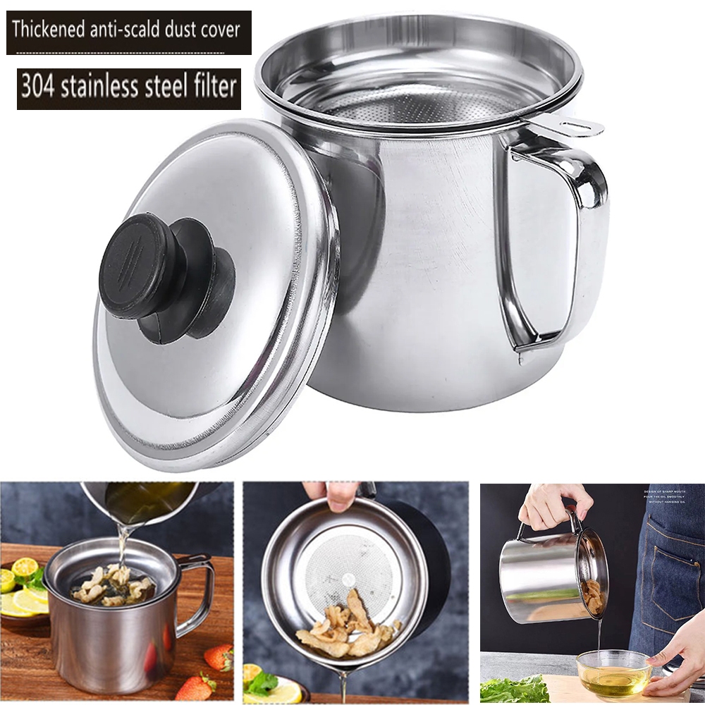 1.2L Stainless Steel Oil Container Oil Strainer Tray Healthy Kitchen ...