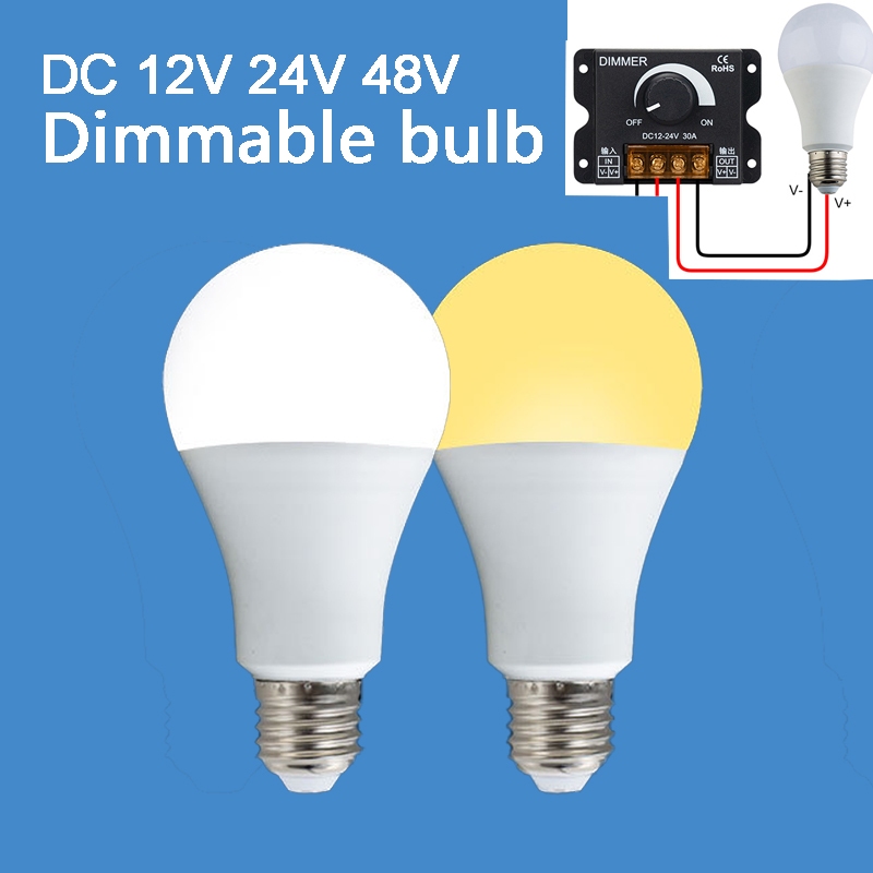 E27 DC 12V 24V 48V Dimmable Ball Shape High Brightness Warm White LED ...