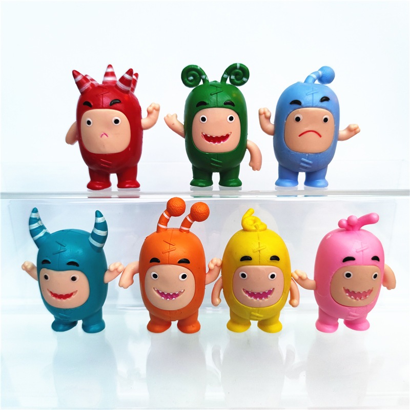 7Pcs/Set 7cm Singapore 3D Anime Oddbods Irascible Head Adorkable Q ...
