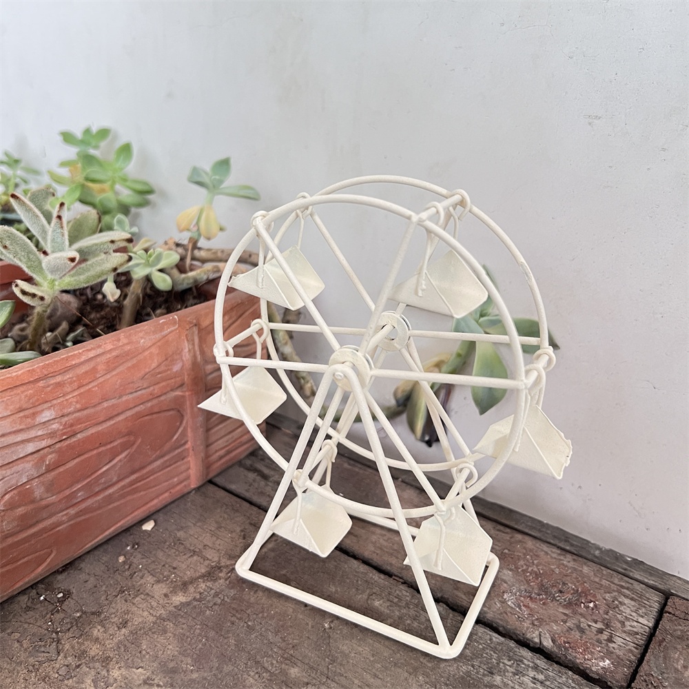 Miniature Fairy Garden White Ferris Wheel Mini Rotating Ferris Wheel ...