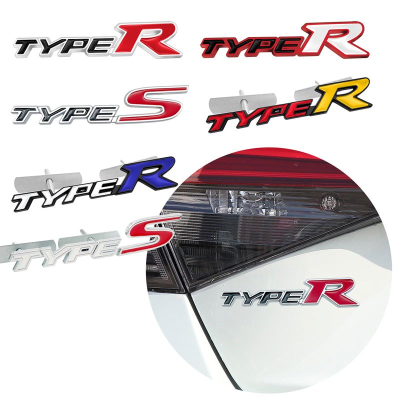 3D Metal Type S Logo Type R Badge Car Front Grill Emblem For Honda ...