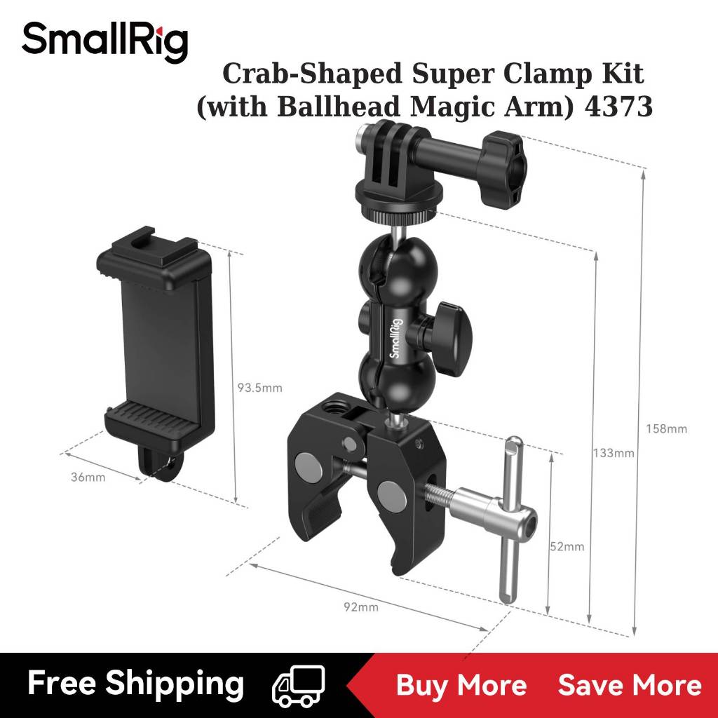 SmallRig Crab-Shaped Super Clamp Kit (with Magic Arm) #4454 #1138B ...