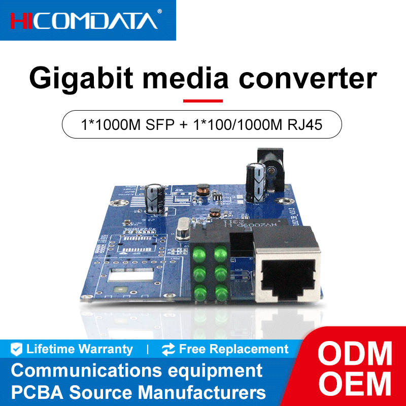 HICOMDATA 1000M Gigabit Media Converter PCBA Fiber Optic Transceiver ...