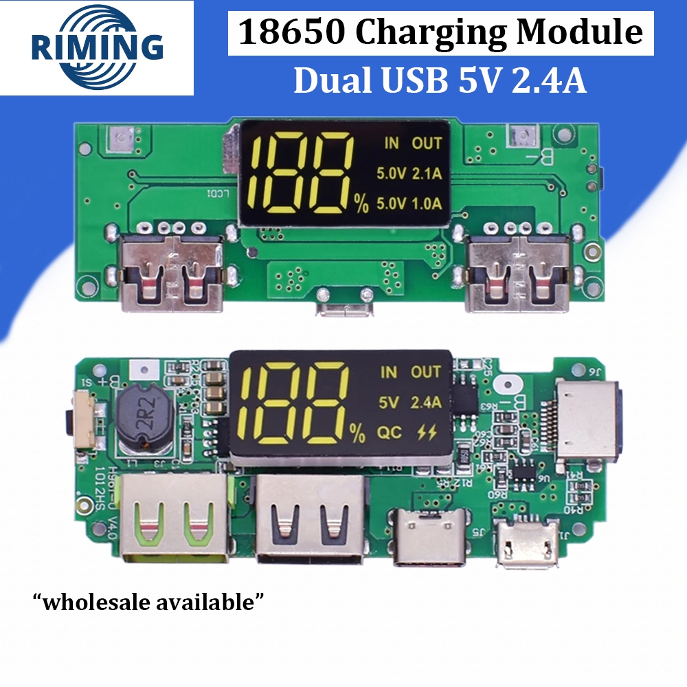 Circuit Protection Dual USB 5V 2.4A Micro/Type-C Lithium Battery ...