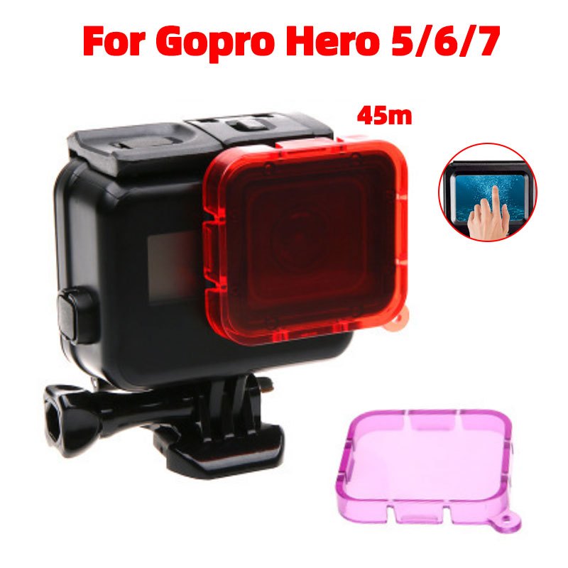 45m Diving Waterproof Case with Touch Screen for GoPro Hero 5/6/7 Black ...