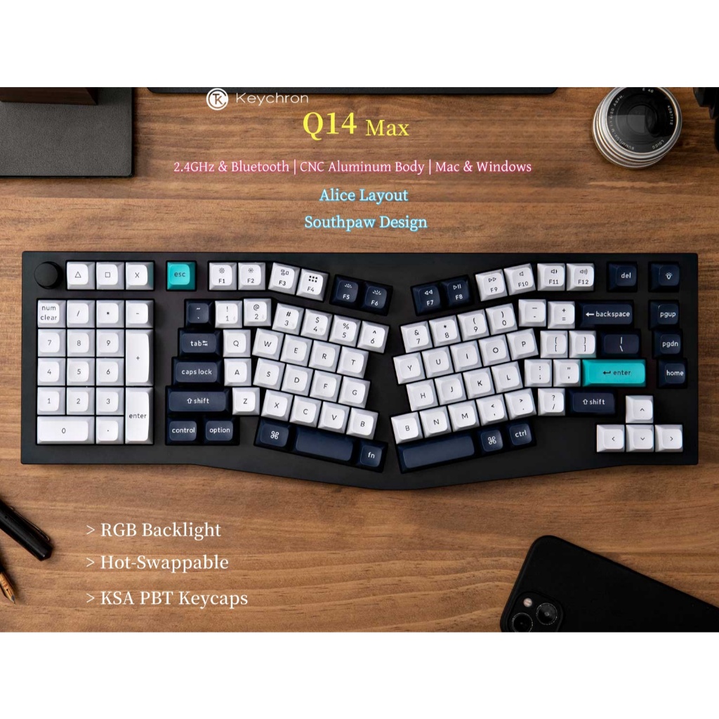 Keychron Q14 Max (Alice Layout/Southpaw Design) QMK Wireless Full ...