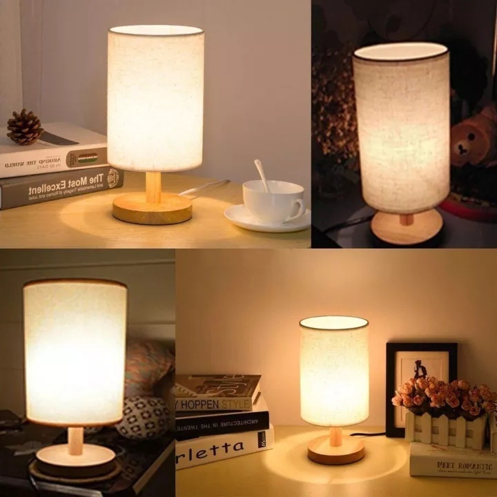 LED Bedside Lamp Night Light Warm White LED Gift Wood Table lamp Baby ...
