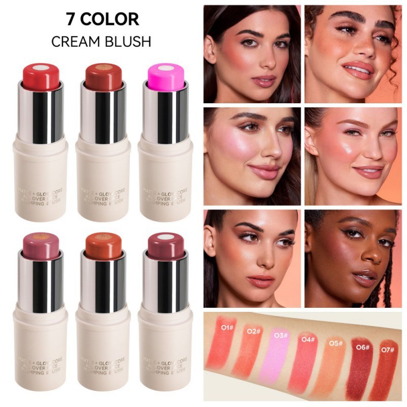 7 Colours Two-tone Blush Stick Brightening Smooth Creamy Formula ...