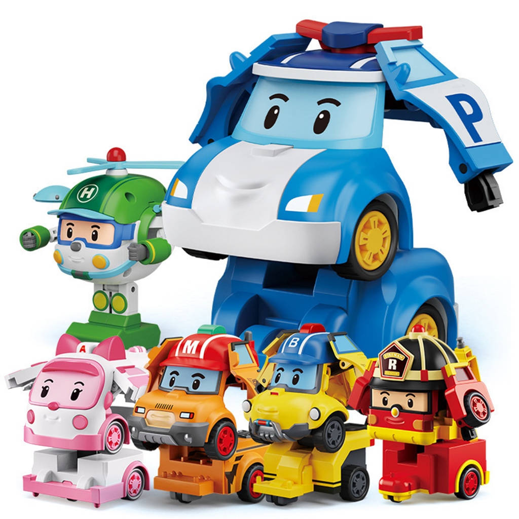 POLI Transformed Police Car Robot Children Boy Toy Set Hailey Roy Amba ...