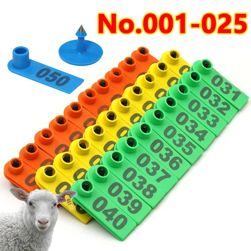 25Pcs Goat ear tags 001-100 number Plastic livestock ear tags for sheep ...