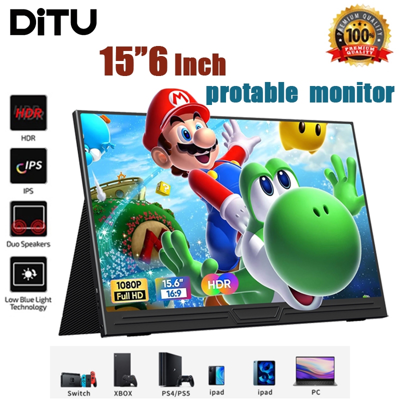 DITU 15.6" Touch Monitor Gaming Monitor FHD External Display with Dual ...