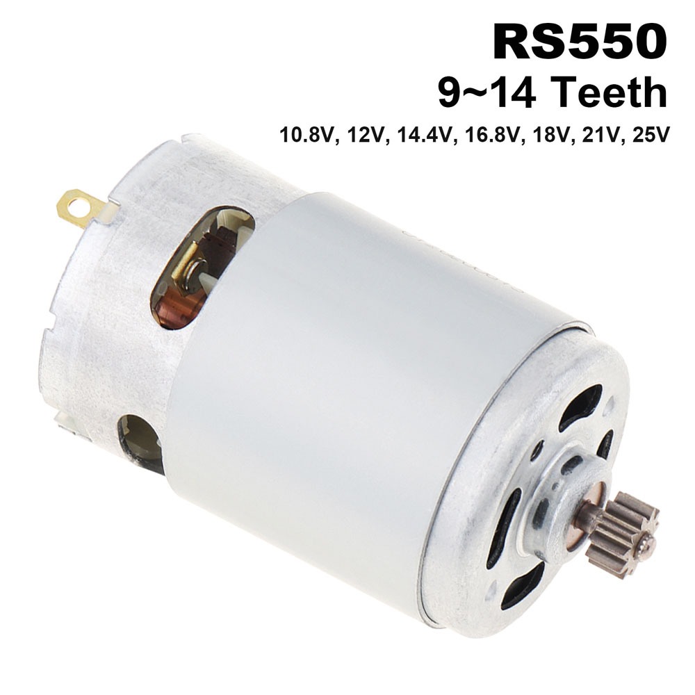 RS550 DC Motor 10.8V/12V/14.4V/16.8V/18V/21V/25V 21500-29000RPM with 9 ...