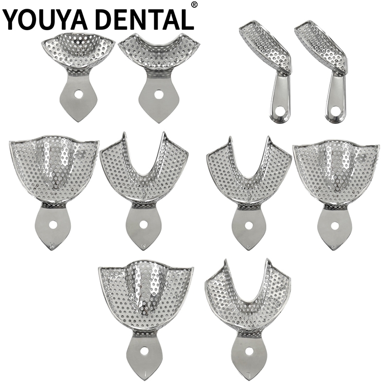 2pcs/set Dental Impression Tray Upper/Lower Stainless Steel Teeth Tray ...