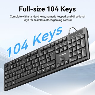 Vention Keyboard Mouse Combo 104 Keys Black Slim Type ABS 1200 DPI for ...