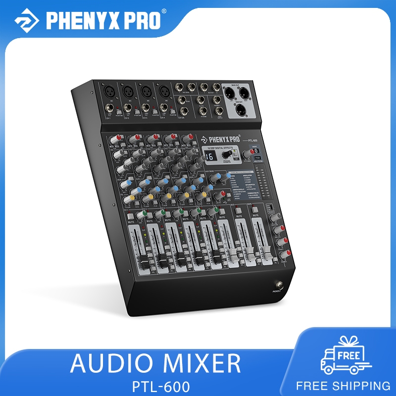 Phenyx Pro PTL-600 6-Channel Audio Mixer AUX BUS SUB 16 DSP BT&USB ...