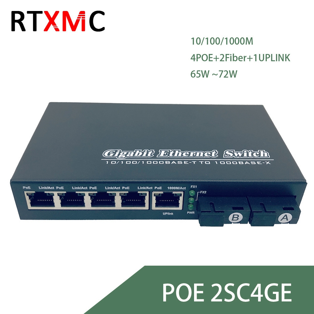 Standard POE switch for monitoring optical Gigabit 2 optical ports, 4 ...