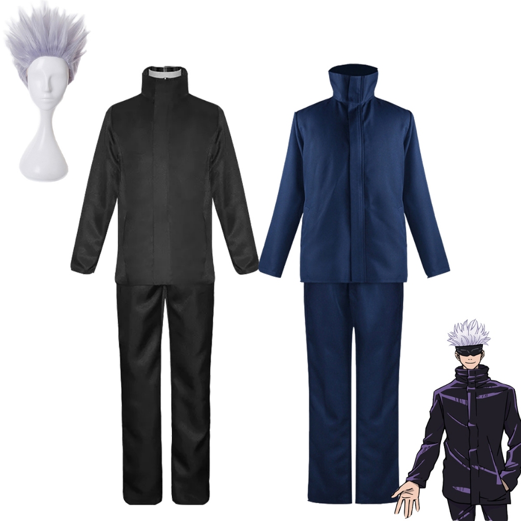 Anime Jujutsu Kaisen Gojo Satoru Cosplay Costume Eye Patch Wigs Suit ...